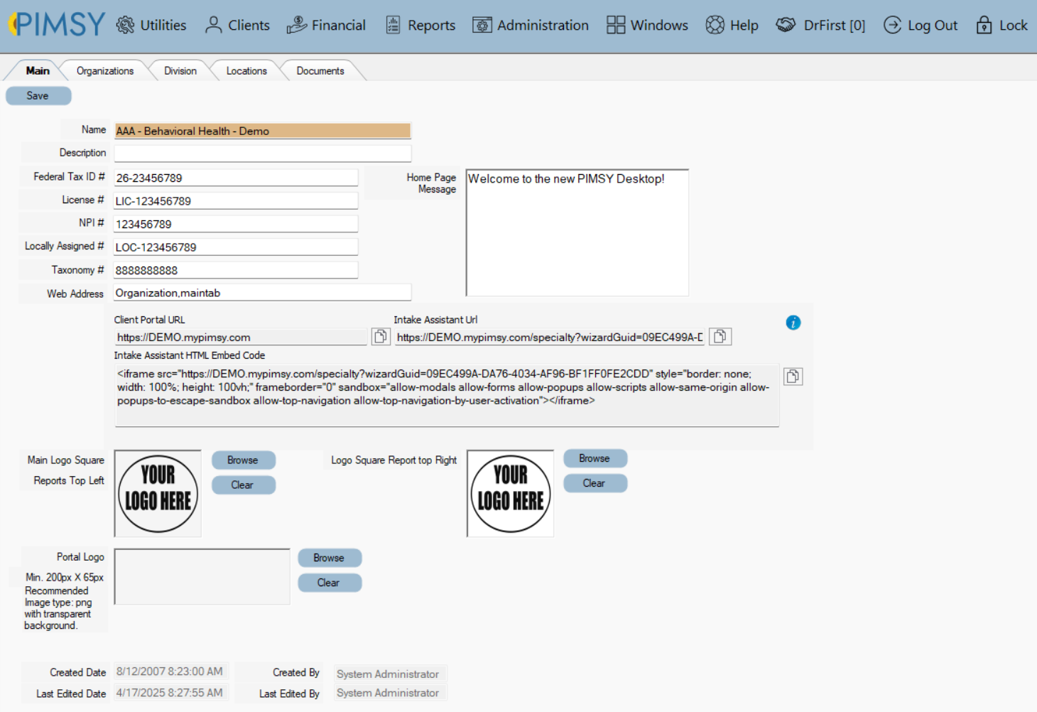 How to Use Organization Management – PIMSY EHR Help Desk