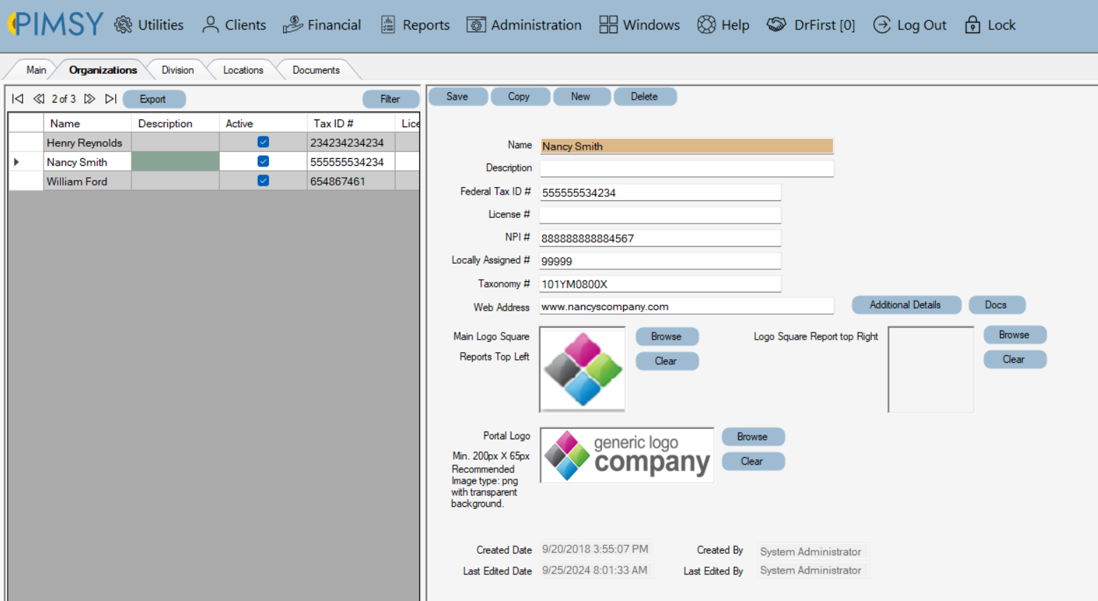 How to Use Organization Management – PIMSY EHR Help Desk