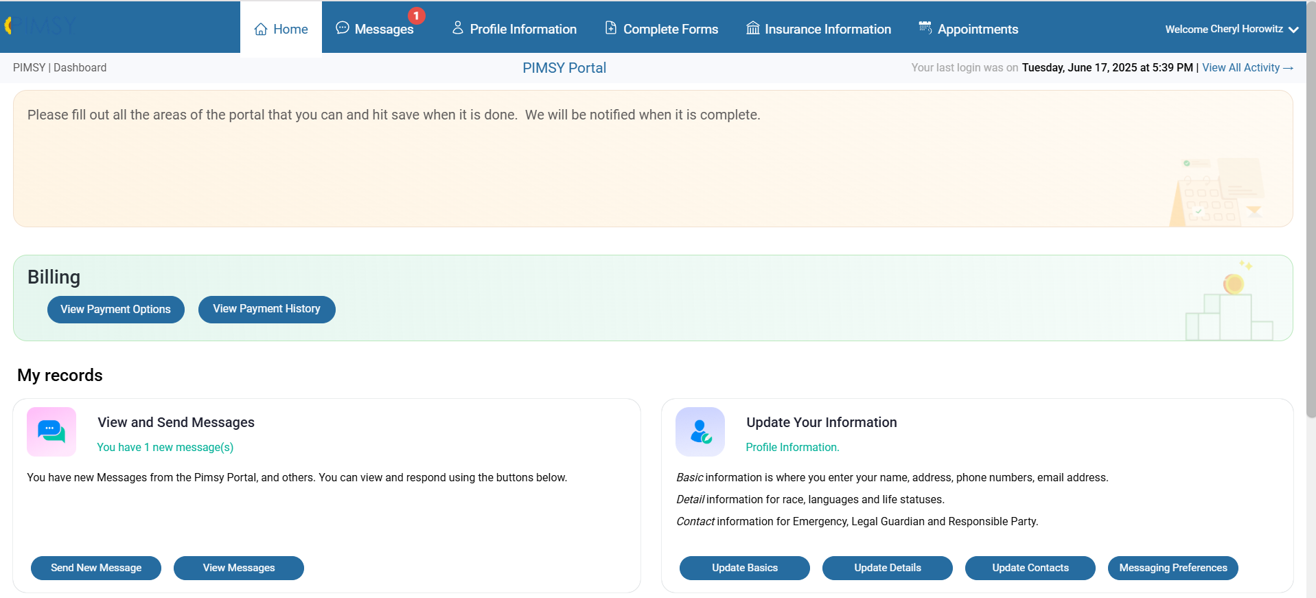How to Navigate the Client Portal – PIMSY EHR Help Desk