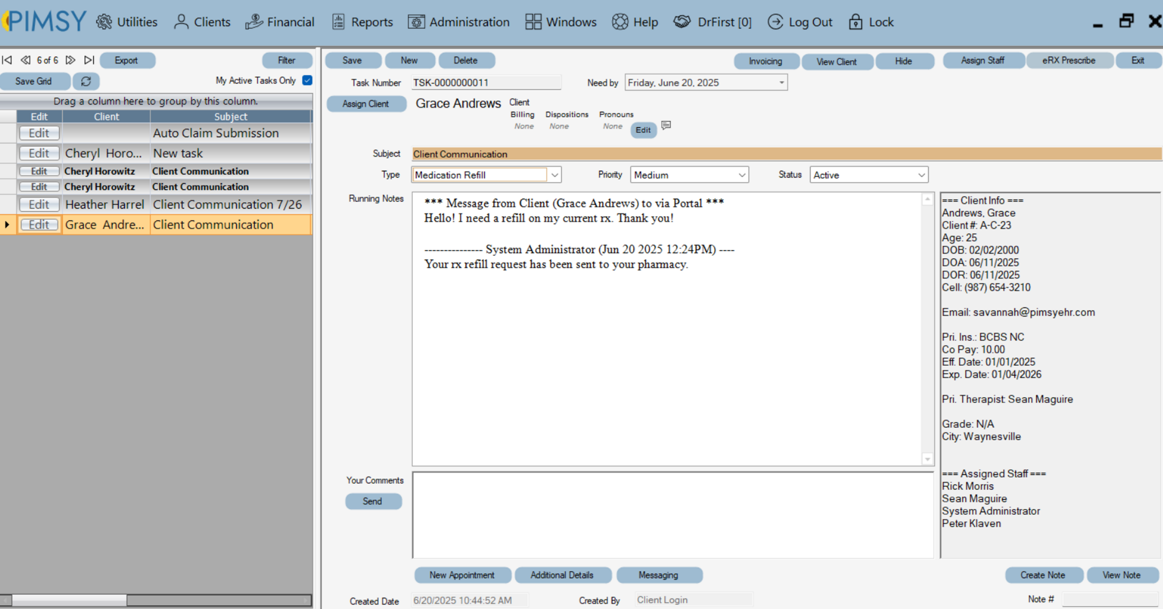 How to Use Tasks – PIMSY EHR Help Desk