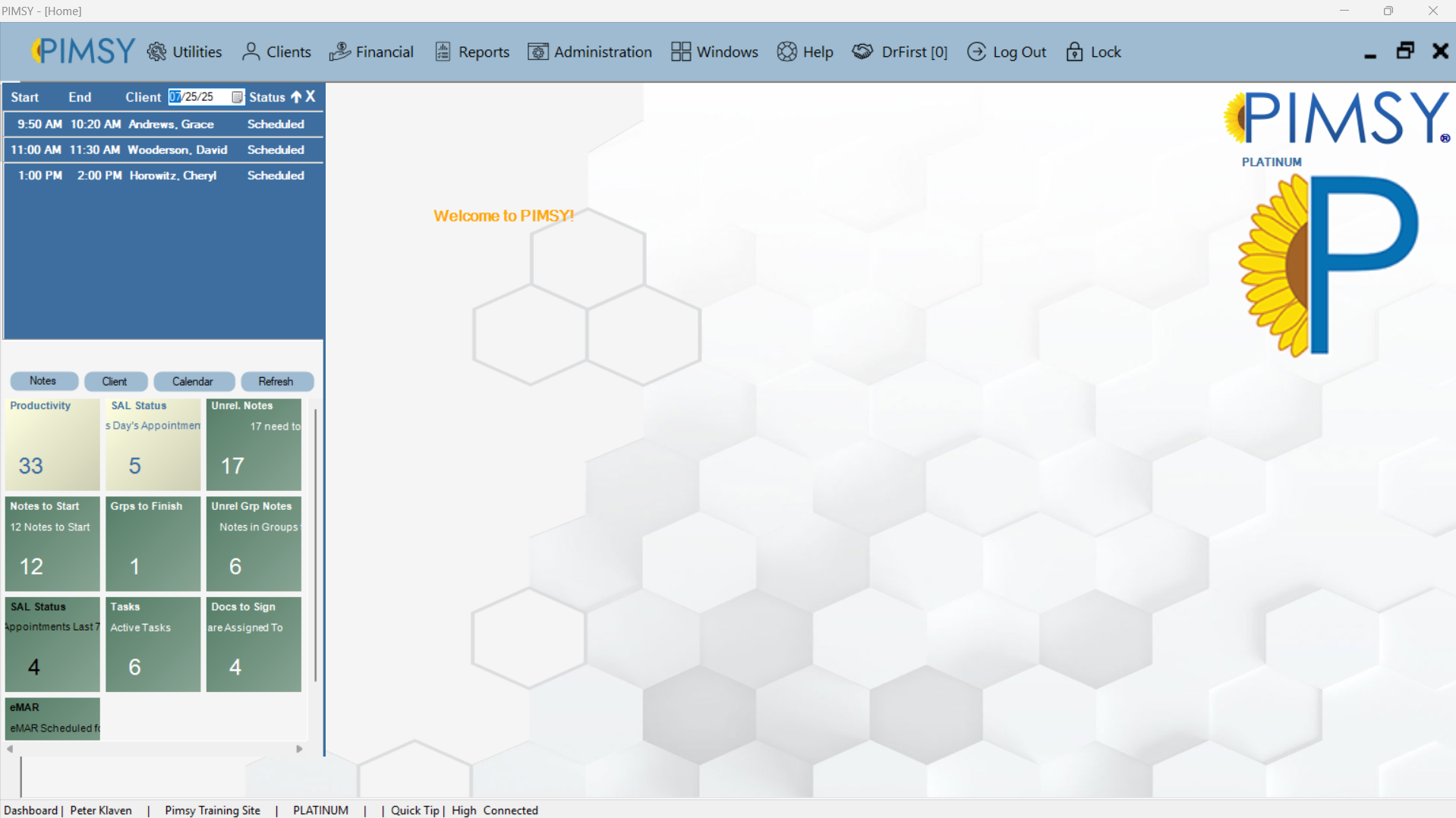 How to Use the Dashboard in Desktop – PIMSY EHR Help Desk