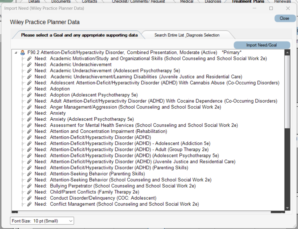 How to Use Wiley Treatment Planner on Desktop – PIMSY EHR Help Desk