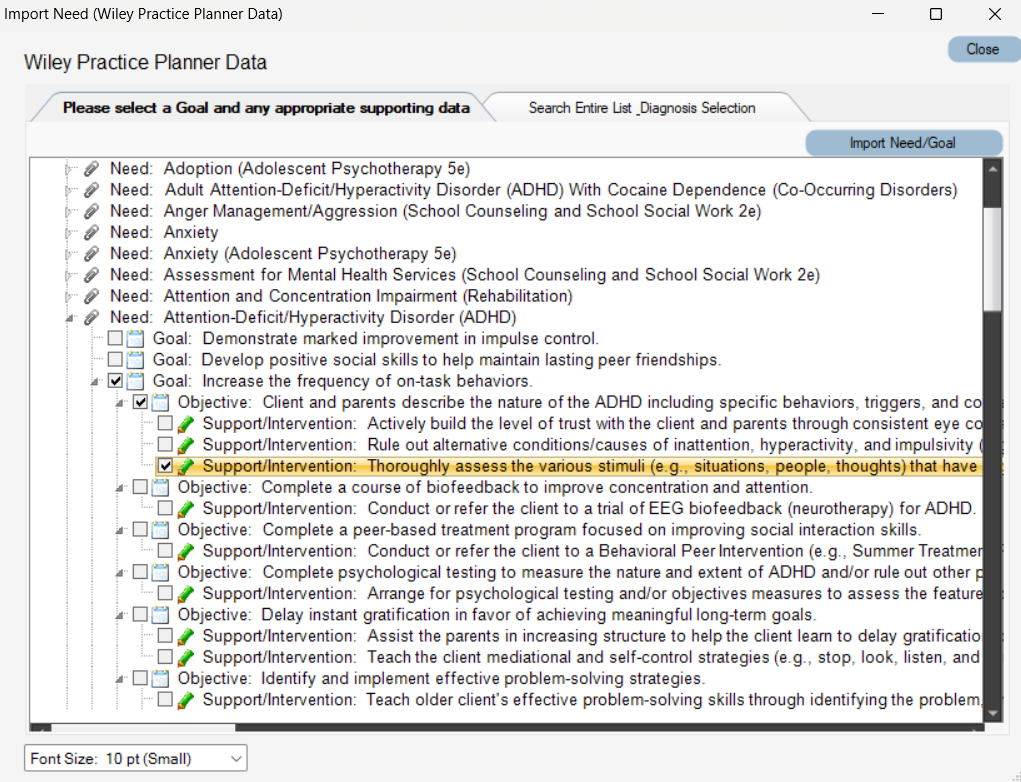 How to Use Wiley Treatment Planner on Desktop – PIMSY EHR Help Desk