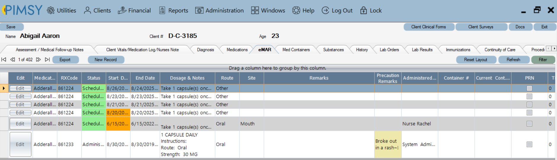 How to Track Medication Administration with eMAR – PIMSY EHR Help Desk