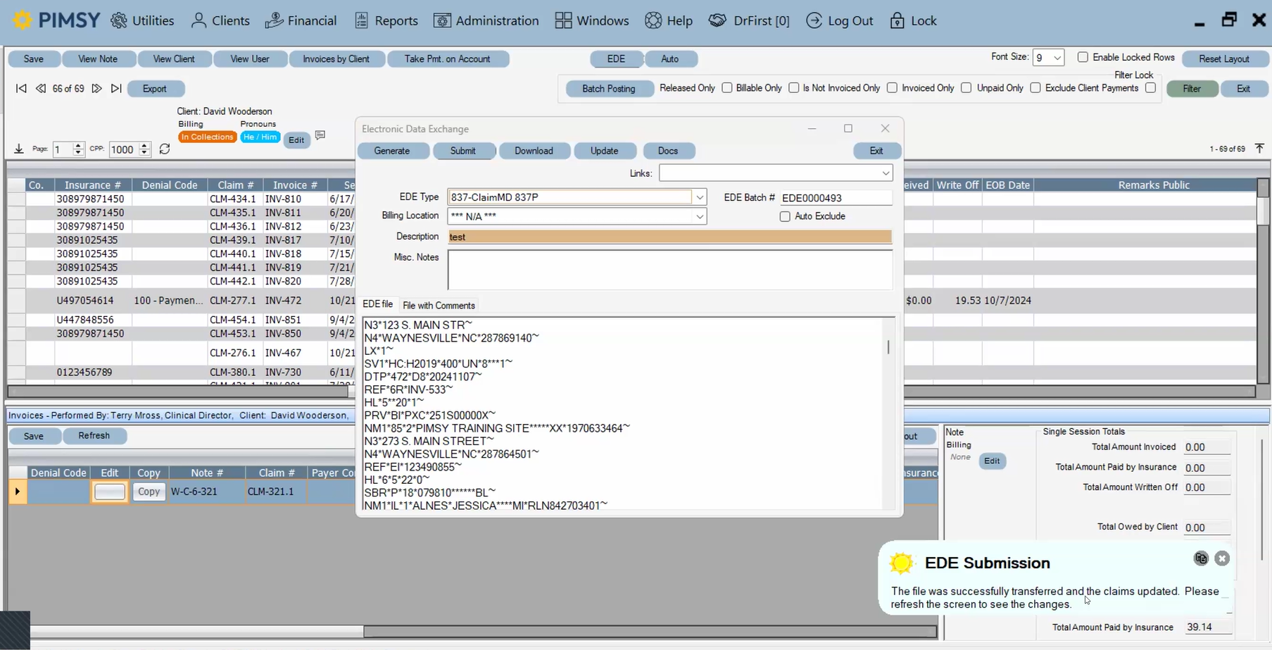 How to Generate an 837 File – PIMSY EHR Help Desk