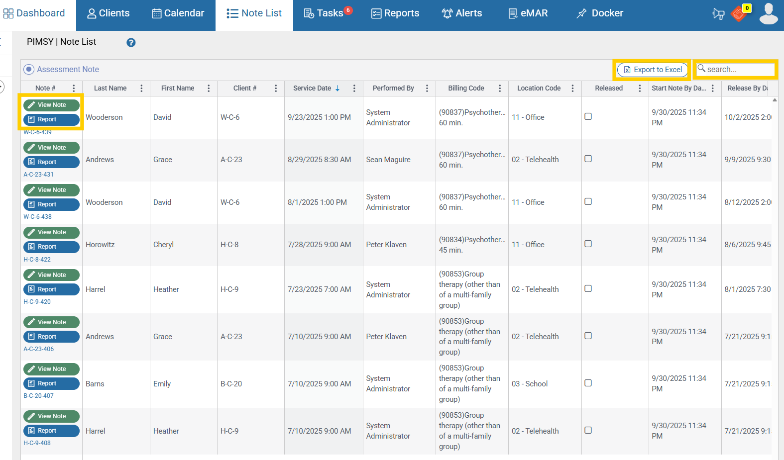 How to Navigate the Global Note List in the Portal – PIMSY EHR Help Desk