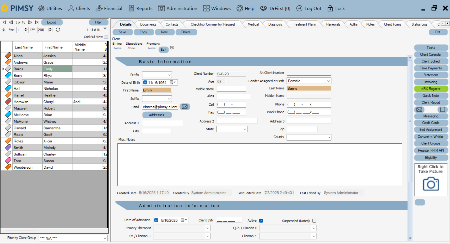 How to Navigate the Clients Menu – PIMSY EHR Help Desk