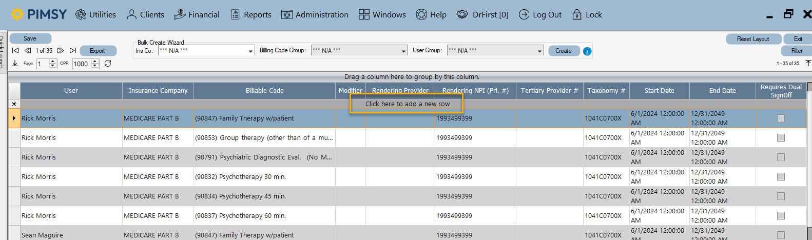 How to Use the Billing Matrix – PIMSY EHR Help Desk