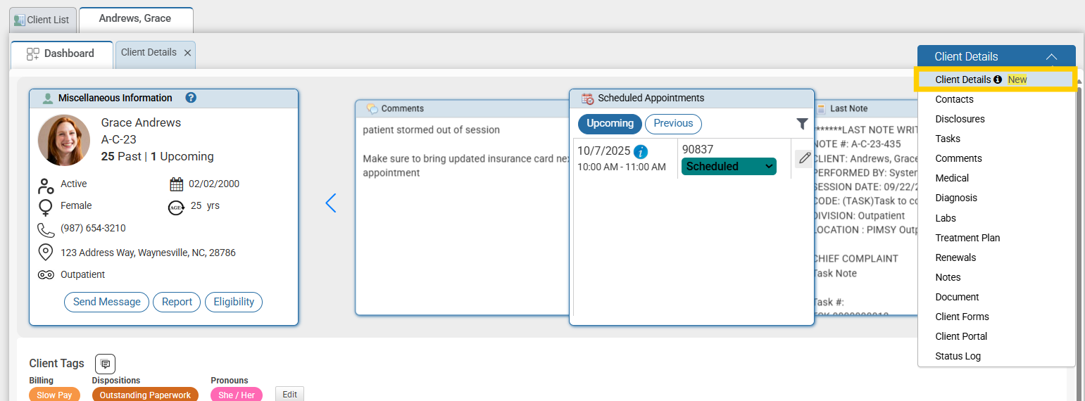 How to Document Client Insurance in the Portal – PIMSY EHR Help Desk