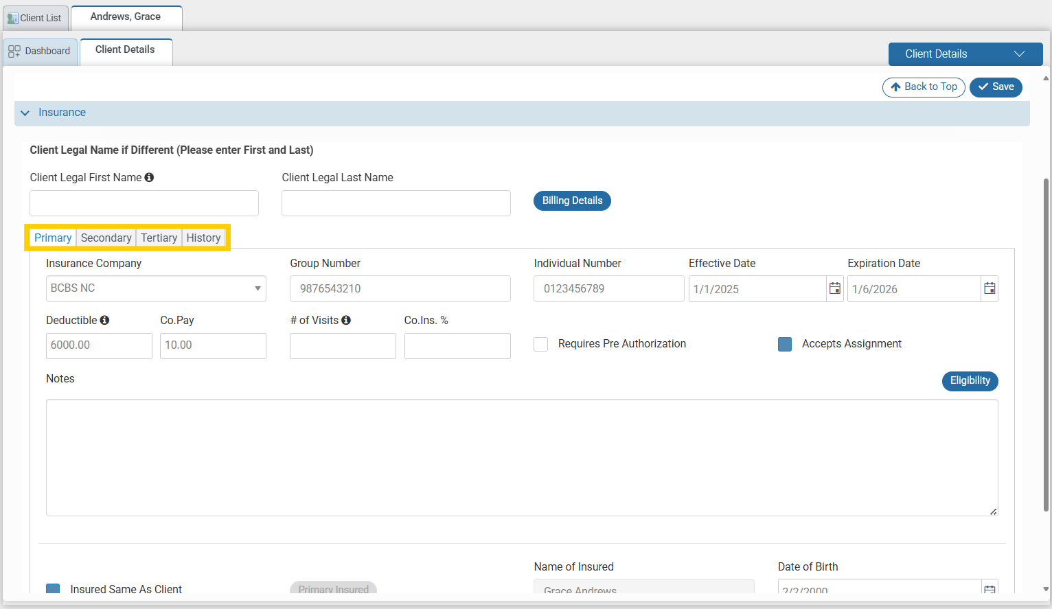How to Document Client Insurance in the Portal – PIMSY EHR Help Desk