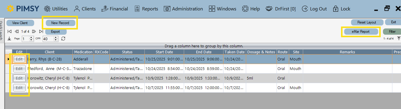 How to Track Medication Administration with eMAR – PIMSY EHR Help Desk