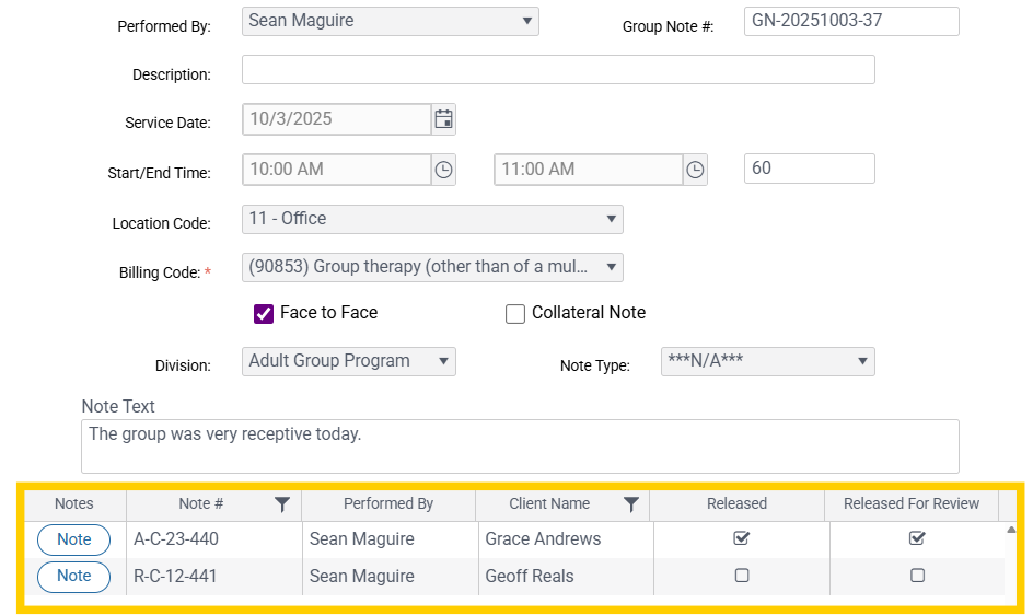 How to Create a Group Note in the Portal – PIMSY EHR Help Desk